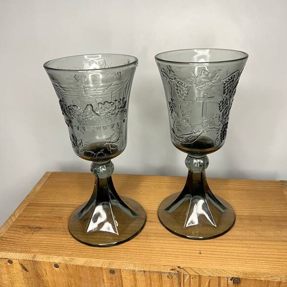 Indiana Glass | Dining | Indiana Tiara Smoke Gray Glass Goblets Set Of ...